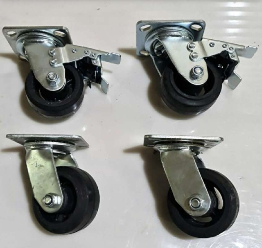 Promo Roda caster rubber 4 inch hidup rem/ roda caster 4 inch heavyduty ...