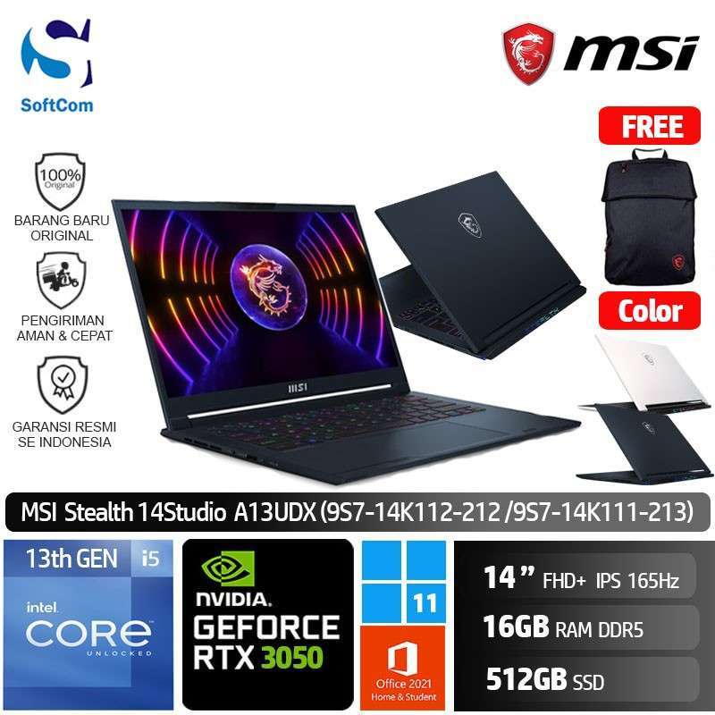 Promo MSI Stealth 14 Studio A13UDX 212 213 laptop Gaming [Core i5 ...