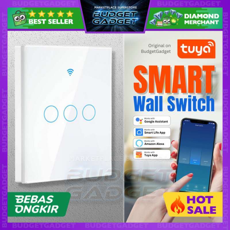 Promo Tuya Saklar Lampu Wireless Wifi + Rf 433Mhz Smart Life App Smart ...