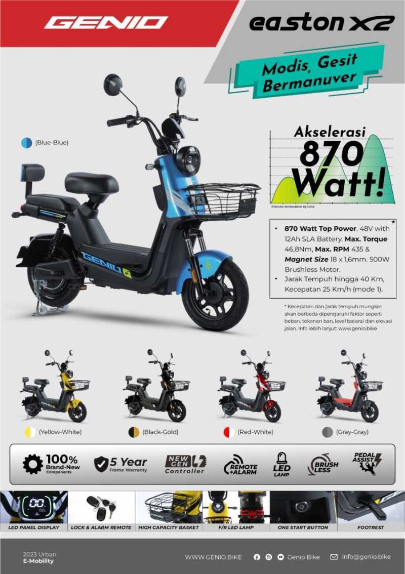 Promo Sepeda Listrik United Genio Easton X2 500 Watt Electric E Bike ...