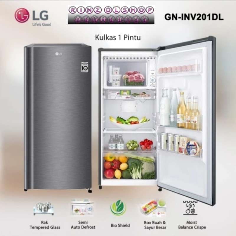 Jual Kulkas Lg Inv-201dl Smart Inverter 1 Pintu Inv201dl 164 Liter Di ...