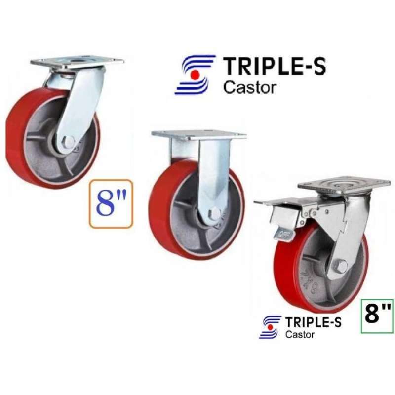 Promo RODA PU HEAVY DUTY 8 INCH HIDUP, MATI, HIDUP + REM MERK TRIPLE S ...