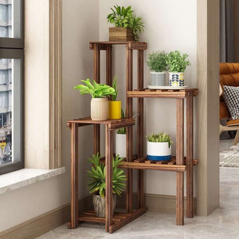 Promo Rak Tanaman Susun Meja Pot Bunga 5 Susun Flower Stairs Wood Kayu ...