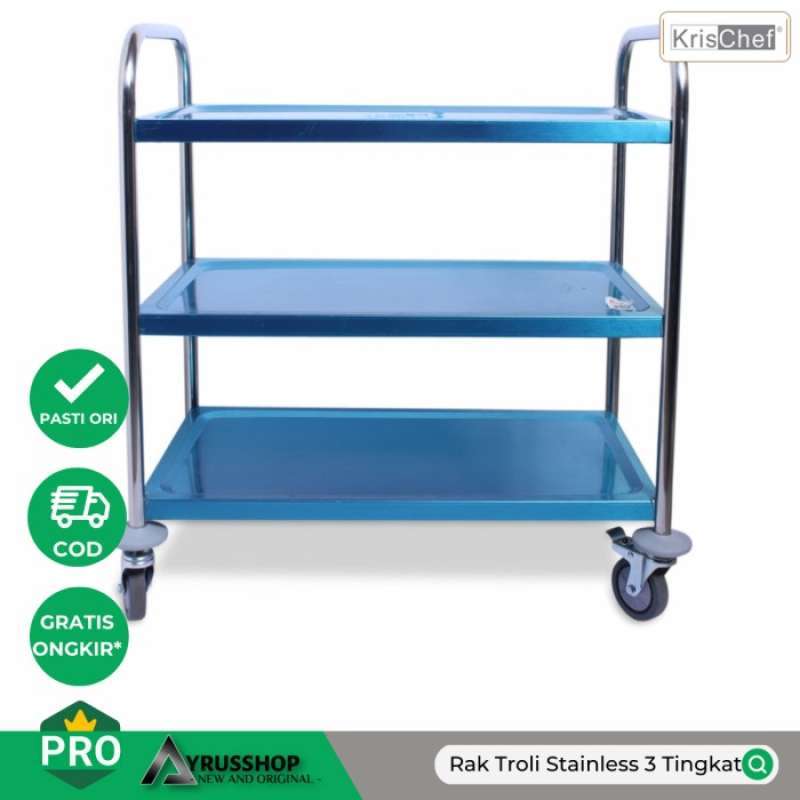 Promo Rak Troli Besi Stainless 3 Tingkat/Service Trolley/Dapur/Krischef ...