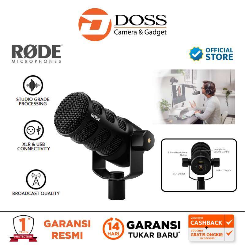 Jual Rode PodMic USB Dynamic Broadcast Microphone Rode Pod mic ...
