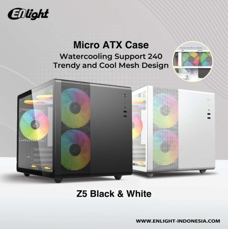 Jual Casing ENLIGHT Z5 - Micro ATX Dual Chamber Case PC Gaming - Putih ...