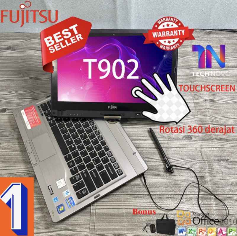 Jual Touchscreen Fujitsu Second Laptop T902 Buku Kantor Bisnis Rotasi 360 Derajat/touchscreen ...