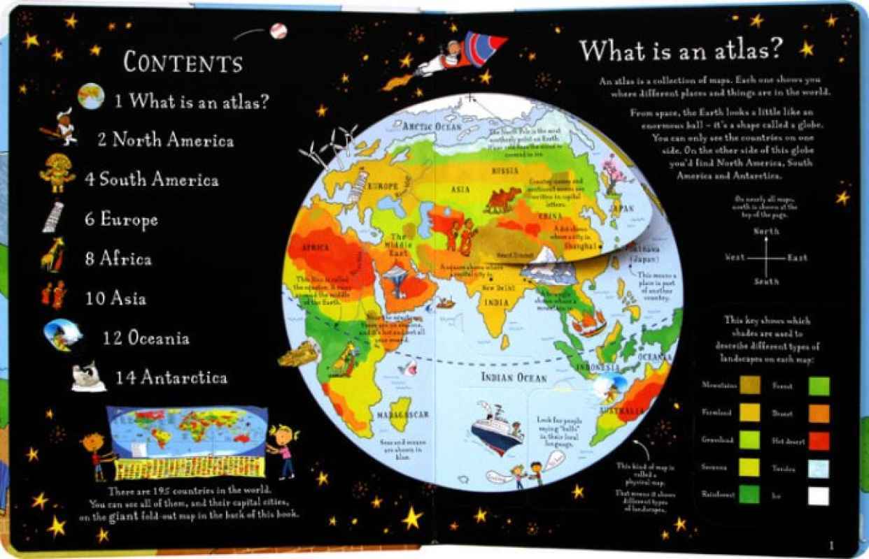 Promo Usborne Lift-the-flap Picture Atlas With a Giant World Map Poster ...