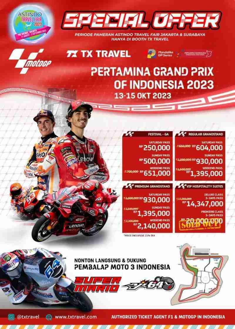 Promo Tiket 2 Day Pass MotoGP Mandalika Indonesia - PREMIUM GRANDSTAND [14 & 15 Oktober 2023 ...