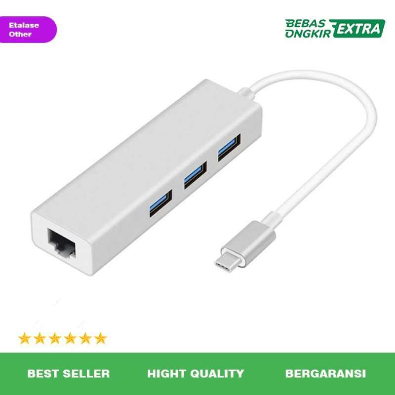 Promo Usb Type C Gigabit Lan Adapter Rj45 With 3 Port Usb Hub 3.0 Diskon 23% di Seller Urahara ...