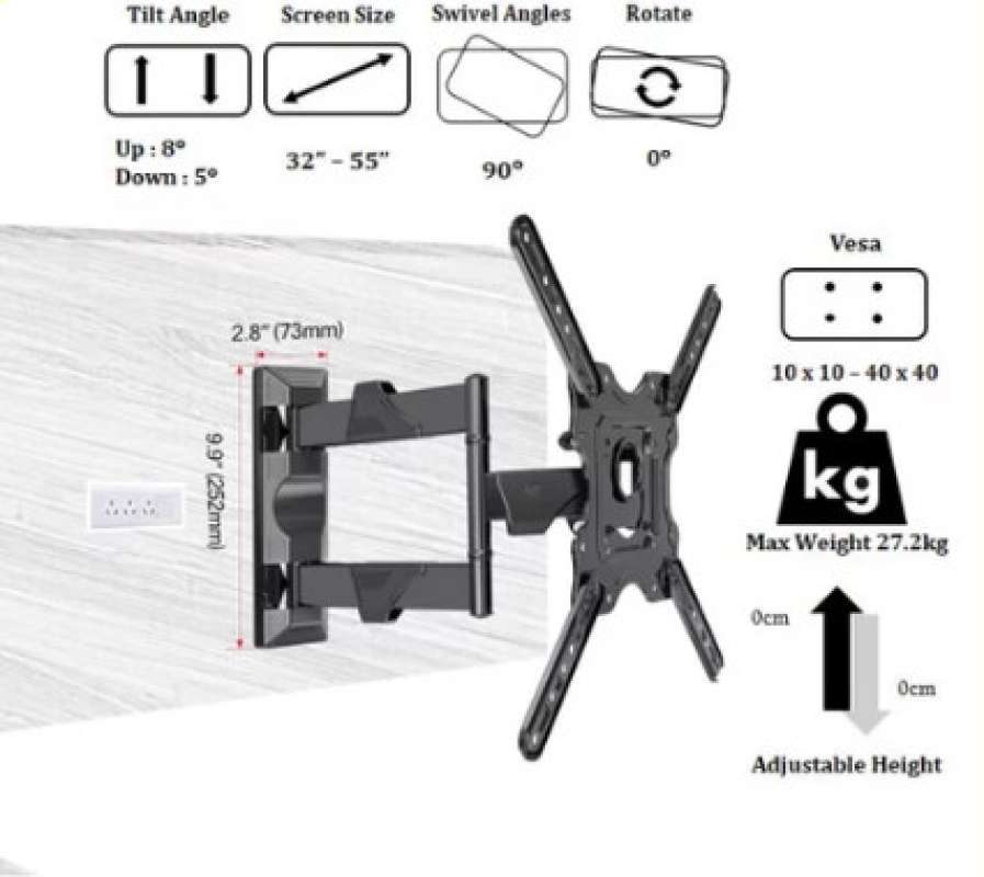 Jual BRACKET TV LCD/LED MONITOR 32-55 NORTH BAYOU NB P4 - NBP4 di ...