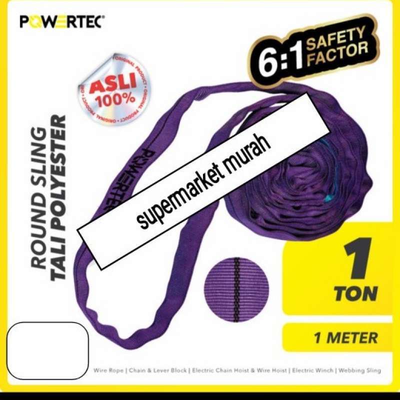 Promo Round Sling 1 Ton x 1 Meter POWERTEC Double Jacket Diskon 23% di ...