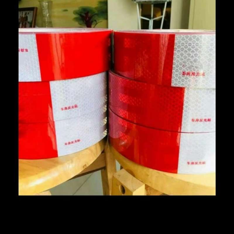 Promo 3m Sticker Safety Reflective Merah Putih Luminasi Warning Sign ...