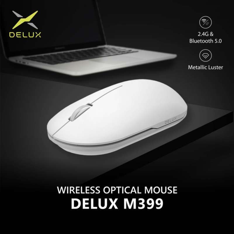 Promo Delux M399 Gaming Mouse Wireless Bluetooth Optical Mouse White ...