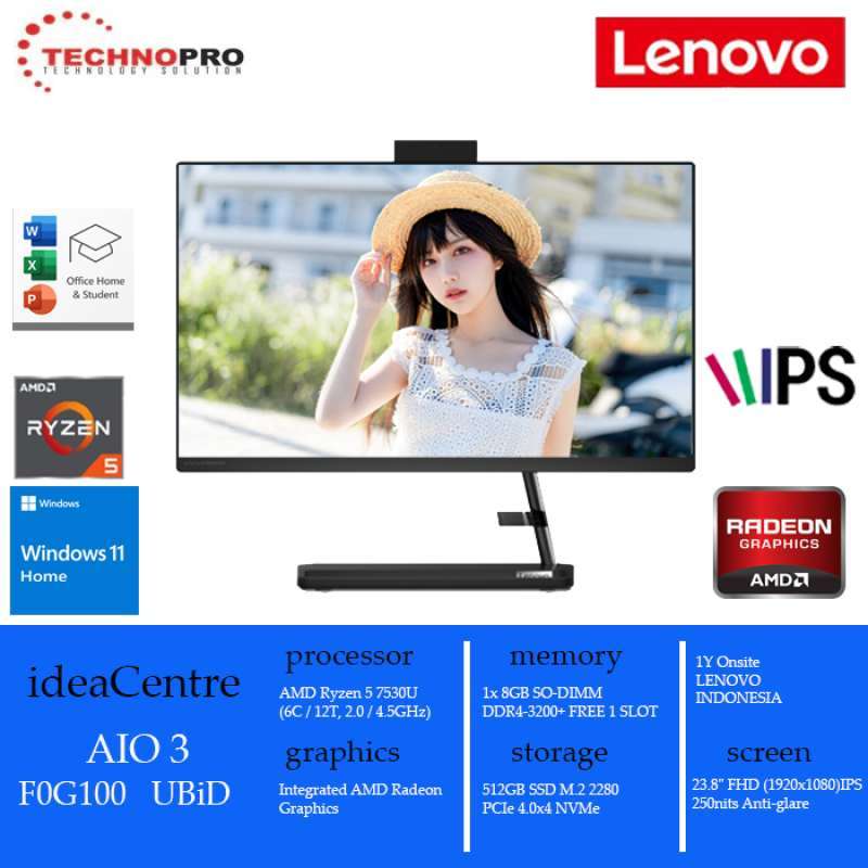 Promo Lenovo Ideacentre AIO 3 24ALC6 UBID WRID || Amd Ryzen 5 7530U Amd ...