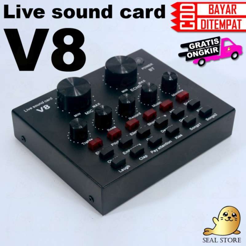 Promo New V8 Soundcard Audio Untuk Hp Pc Mac Live Broadcast Karaoke