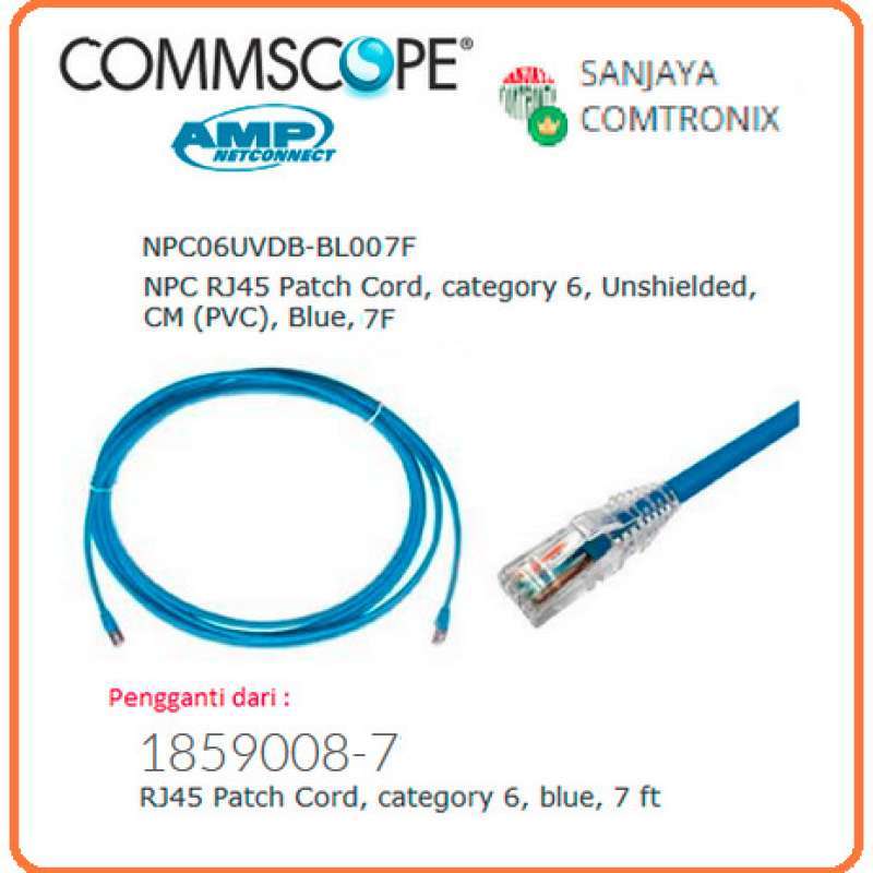 Promo Amp Commscope Rj45 Patch Cord Cat-6 7Ft Npc06Uvdb-Bl007F ...