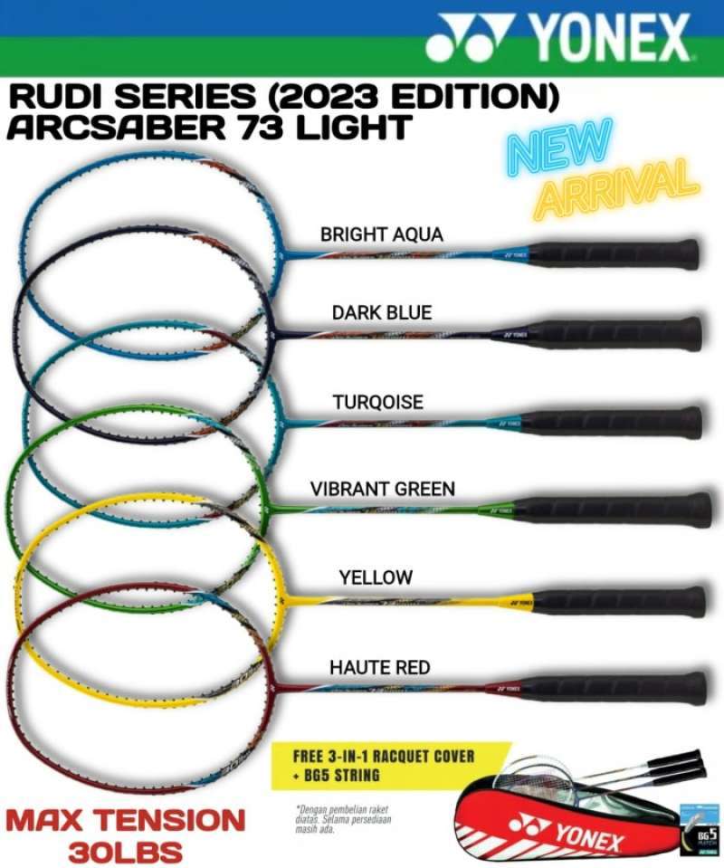 Promo Raket Badminton Yonex Arcsaber 73 Light Rudy Series Bright Aqua ...