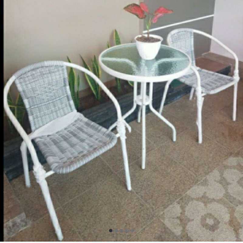 Promo Kursi Meja Teras Taman 1 Set Outdoor Putih/hitam - Putih Diskon ...