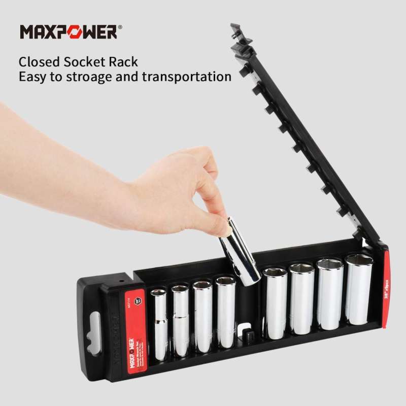 Promo MAXPOWER 3/8-Inch Drive Deep Socket Set, SAE/Inch, 9 Pieces, 6 ...