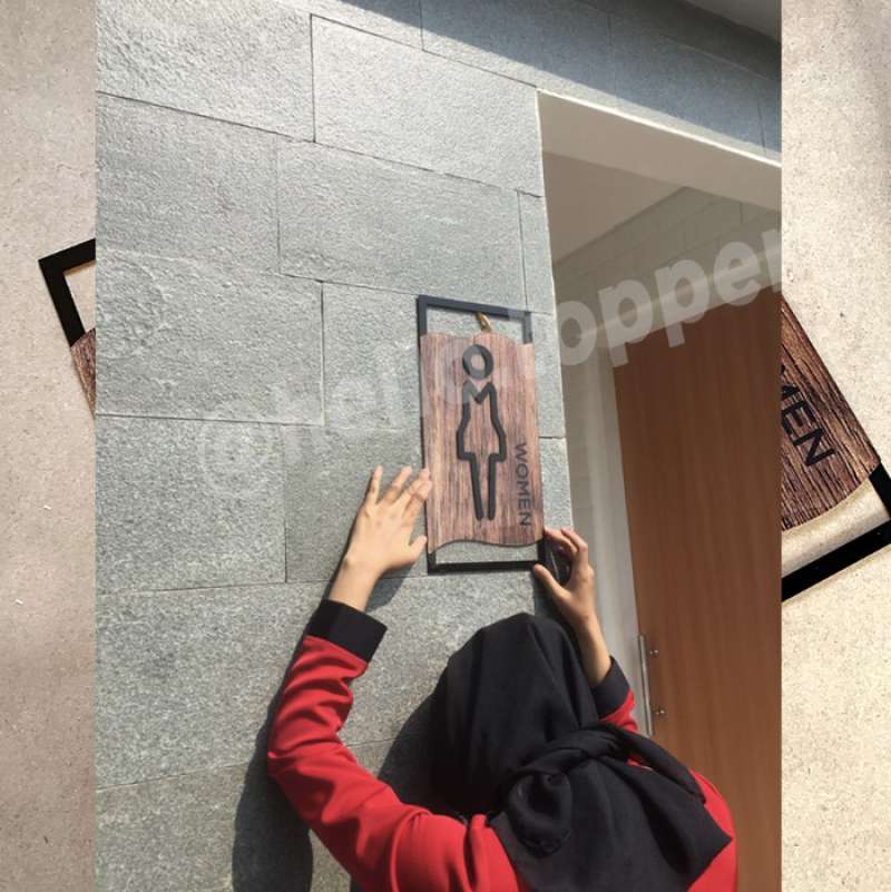 Promo Sign Acrylic Toilet Modern Unik Restroom Signage Office Diskon 5% Di Seller Tote Bags ...