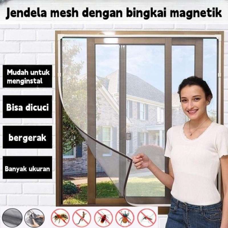 Jual Tirai Jendela Anti Nyamuk Serangga Jaring Penutup Jendela-coklat ...