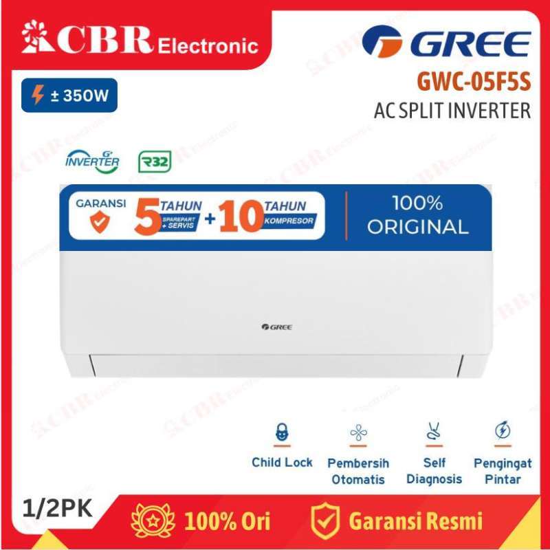 Jual AC Split Gree Inverter 1/2PK / 0.5PK GWC-05F5S (R-32) di Seller ...