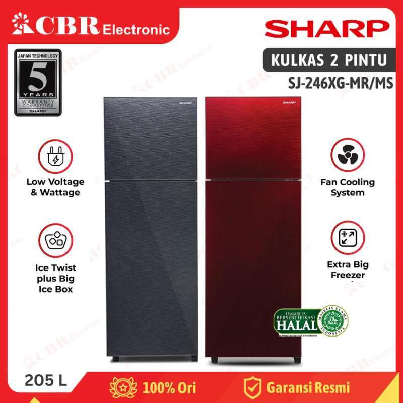Jual Kulkas Sharp 2 Pintu 205l / Sj-246xg-mr / Sj-246xg-ms (shine) - Sj-246xg-ms Di Seller Cbr ...