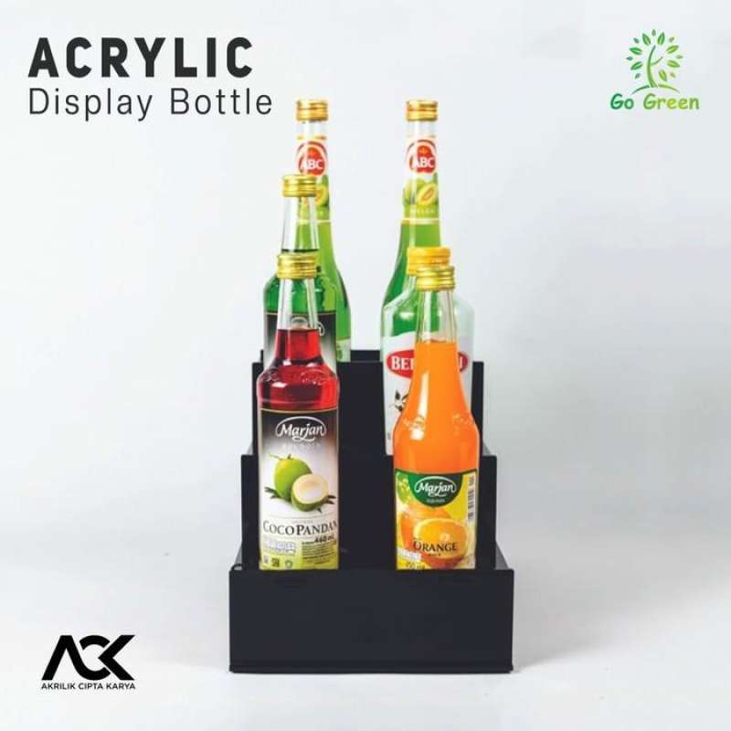 Jual Rak Akrilik Display Penyimpanan Botol Sirup Minuman - Hitam di ...