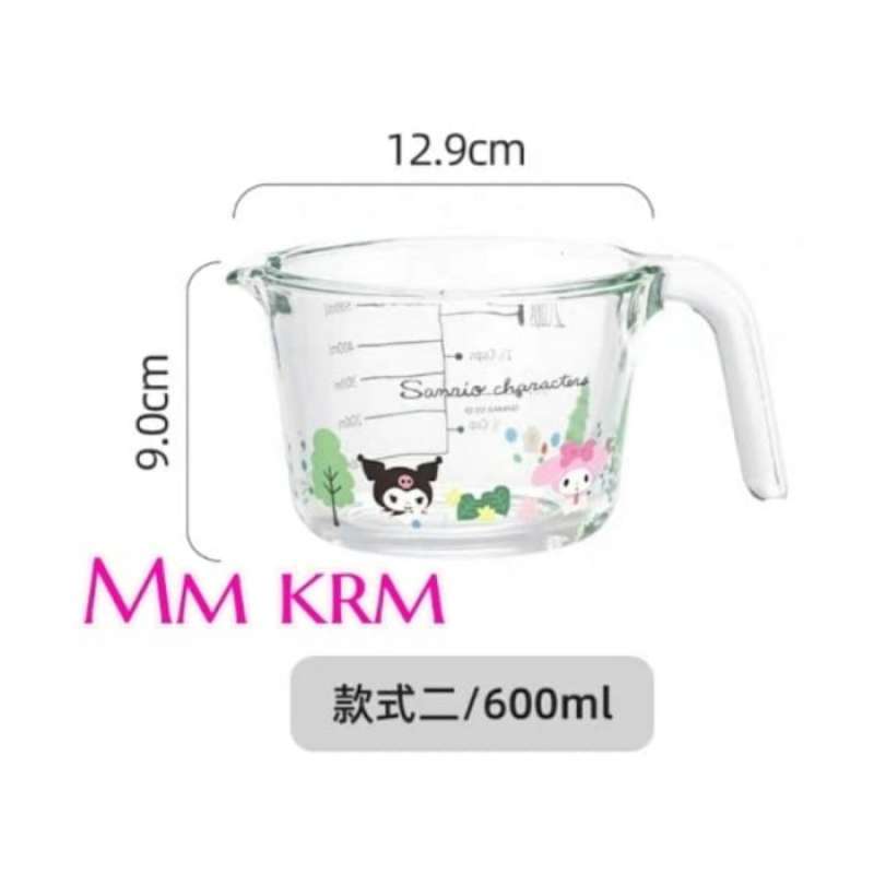 Promo CL Gelas ukur kaca Hello Kitty Melody Kuromi Cinamoroll 600ml Diskon 23% di Seller Onello ...