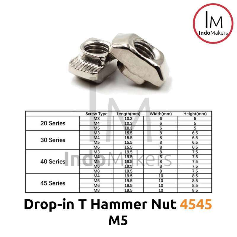 Jual T Hammer Nut M5 Drop-in Aluminium Profile 4545 Di Seller ...