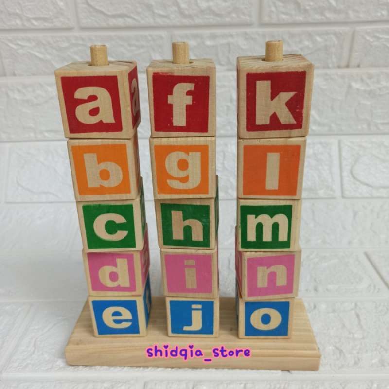 Promo Mainan Kayu Edukasi Balok Susun Pinus Huruf, Angka dan Hijaiyah ...