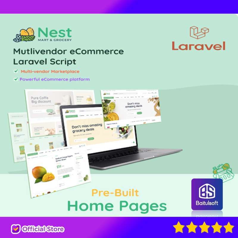 Promo SOURCE CODE APLIKASI NEST - MULTIVENDOR ORGANIC & GROCERY LARAVEL ECOMMERCE BY BAITULSOFT ...
