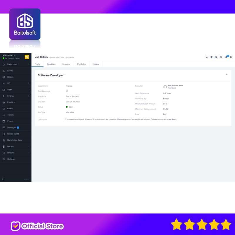 Promo SOURCE CODE APLIKASI RECRUIT MODULE FOR WORKSUITE CRM BY BAITULSOFT Diskon 96% di Seller ...