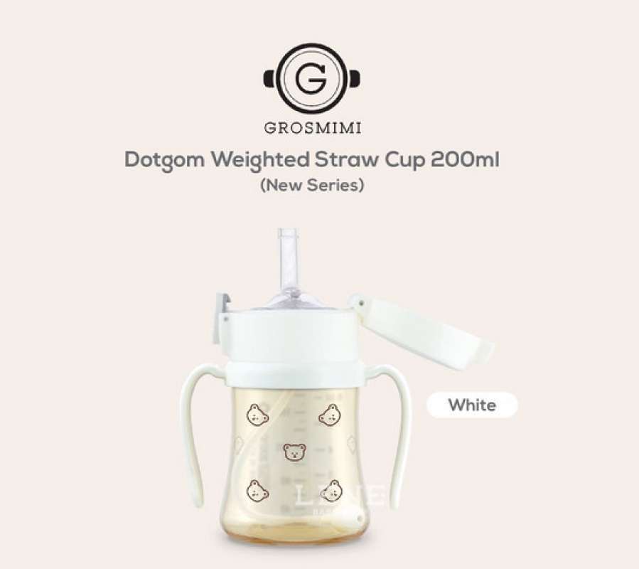 Promo Grosmimi PPSU Dotgom Weighted Straw Cup - Botol Minum Anak Sedotan - White, 200ml - Pure ...