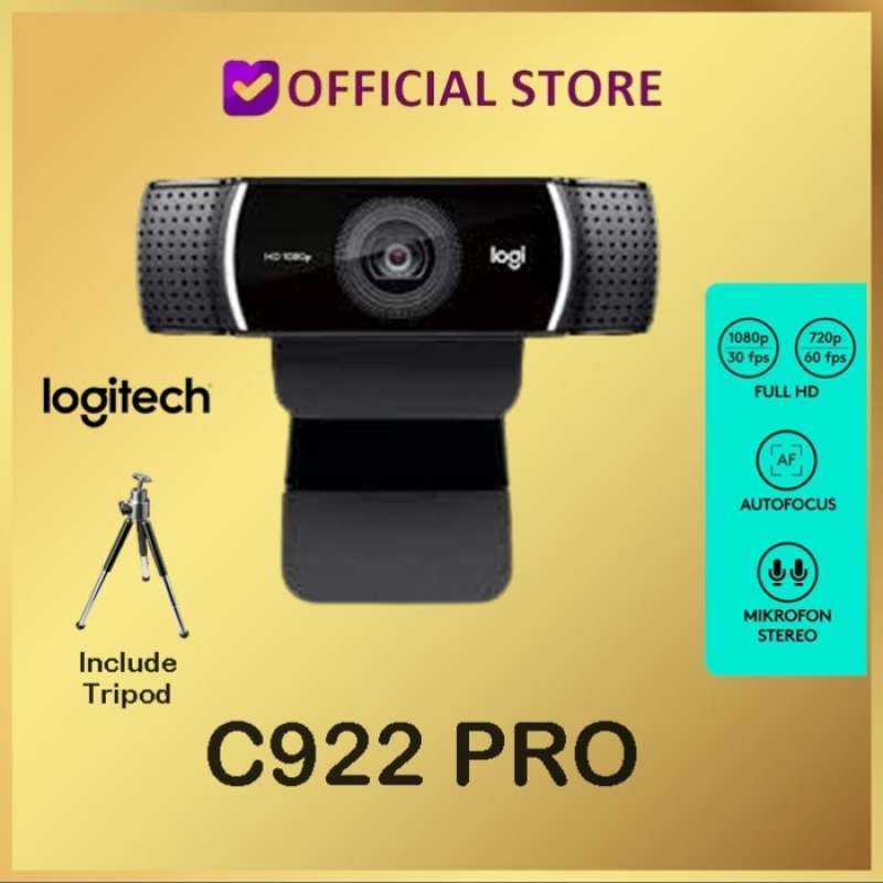 Promo Logitech C922 Pro Stream Webcam Background Replacement + Tripod ...