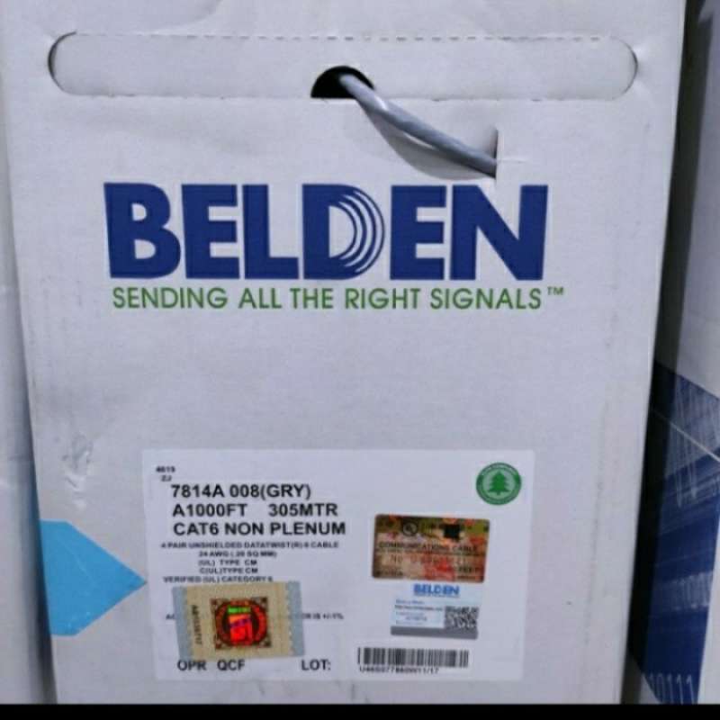 Promo Belden Lan Cat 6 /cat 6e Cable Utp Usa 7814 Original Diskon 23% ...