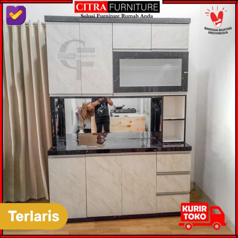 Promo Lemari Piring Hpl 4 Pintu Hidrolik | Kitchen Set Rak Piring ...