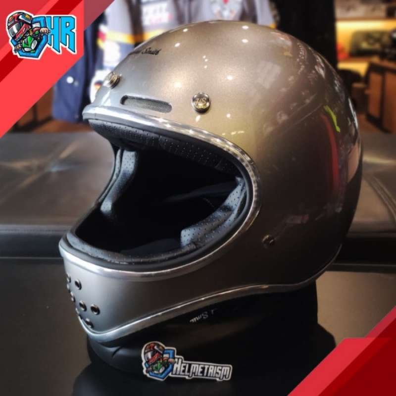 Promo Howard Smith Bobber Helm Full Face Retro Cakil - Sier Met Diskon ...