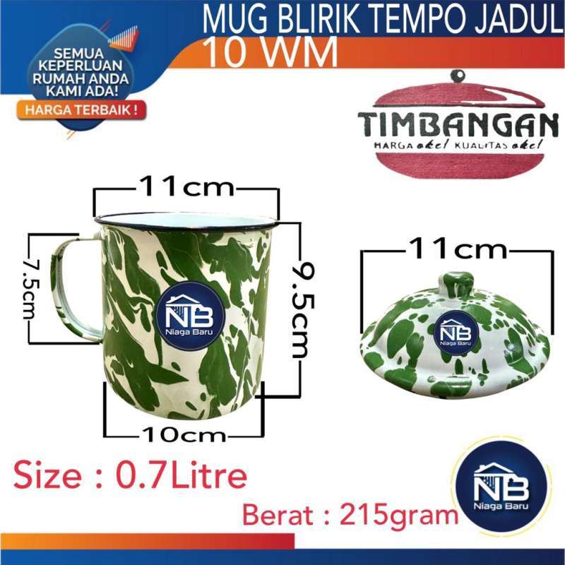 Jual Cangkir Mug + tutup 0,7liter Gelas Lurik Burik Blirik Enamel Seng ...