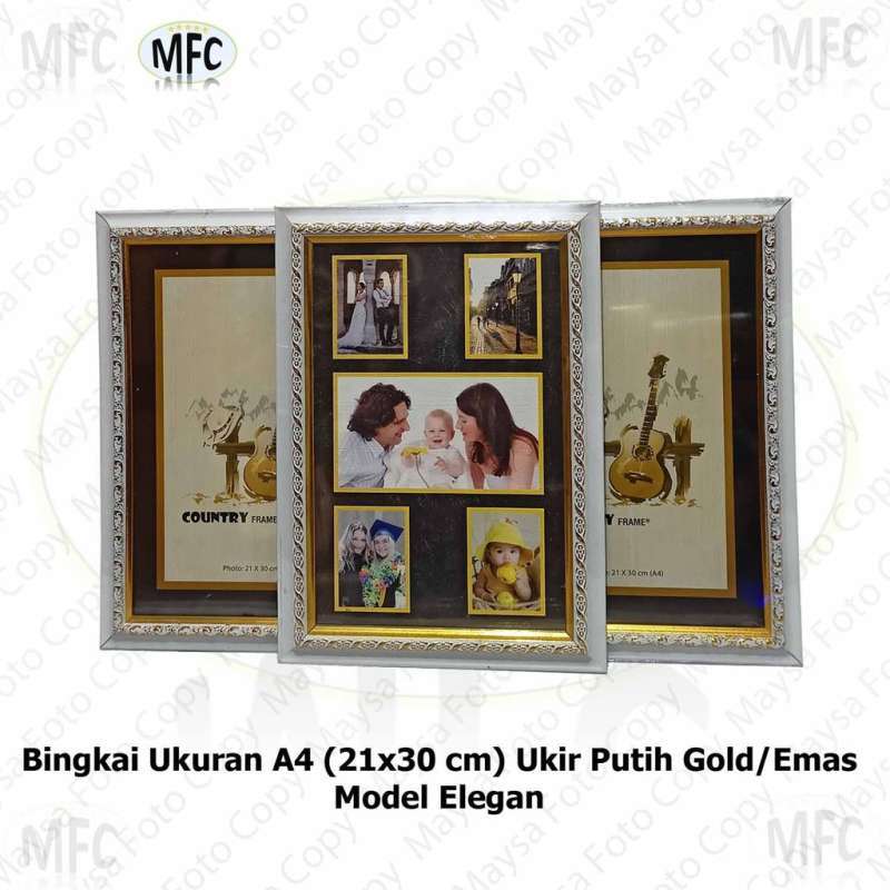 Jual Bingkai Foto A4 (21x30cm) Ukir Putih Gold Di Seller Maysa Fotocopy ...