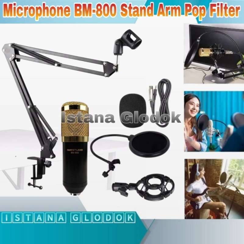 Promo Paket Mic Bm 800 Arm Stand Mic Boom Scissor With Splitter Diskon ...