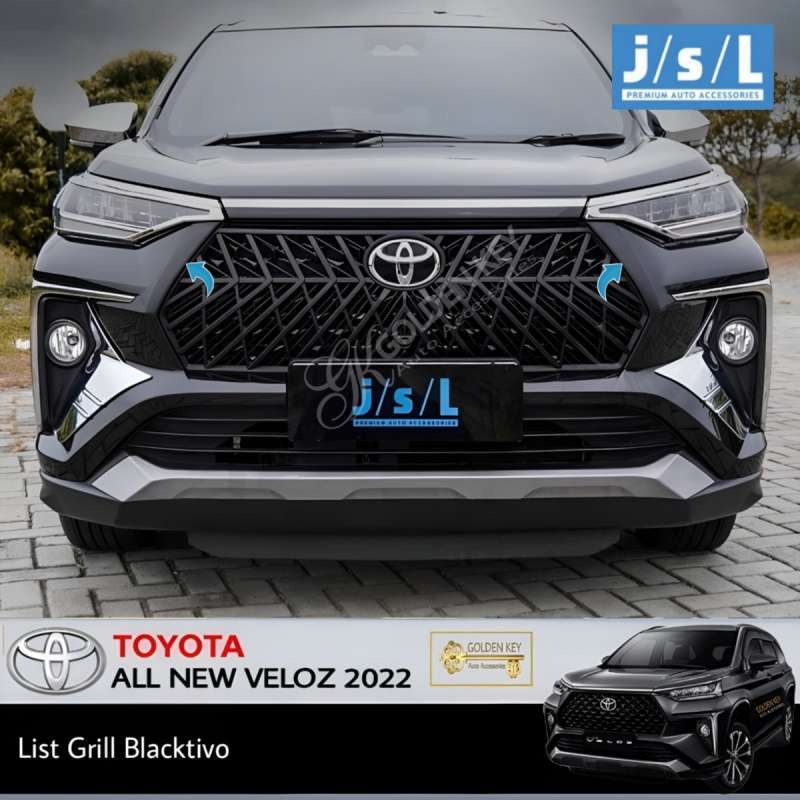 Jual JSL List Grill All New Veloz 2022 Front Grille Cover - Chrome di ...