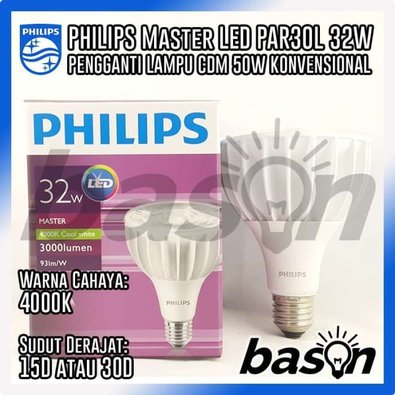 Promo PHILIPS MasterLED PAR30L 32W 4000K E27 - 15D atau 30D Diskon 23% ...