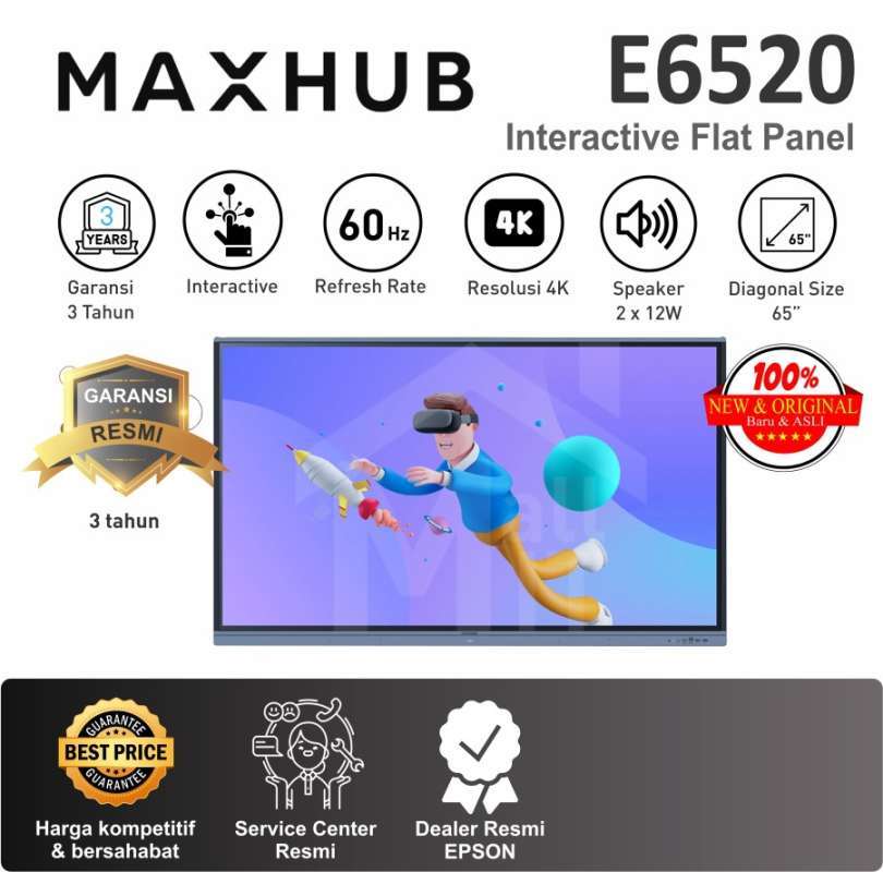 Jual MAXHUB Interactive Flat Panel E6520 E2 65 Android 4K 32GB 4GB Speaker - E6520 Android11 di ...
