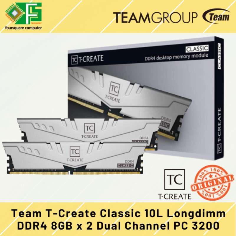 Jual Ram DDR4 16GB ( 8GB x 2 ) PC 3200 Dual Channel Team T-Create ...