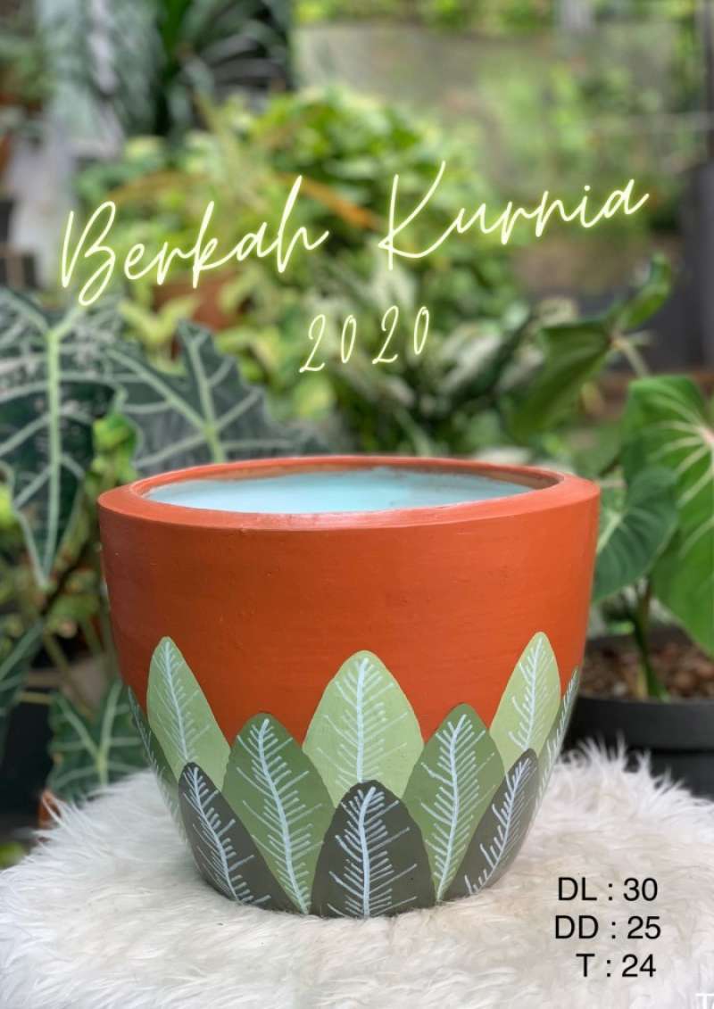 Jual Pot Teracotta Lukis Daun Pot Tanah Liat Lukis Daun Pot Gerabah ...