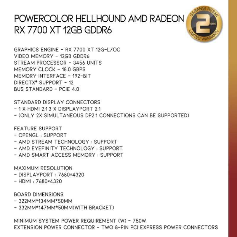 Jual Powercolor Hellhound Amd Radeon Rx 7700 Xt 12gb Gddr6 Di Seller ...