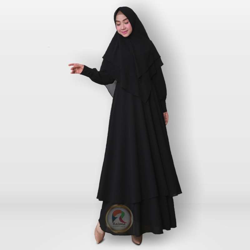 Jual Baju Muslim Syari Hitam Wanita 🏷️ Model Kekinian, Premium, & Harga ...