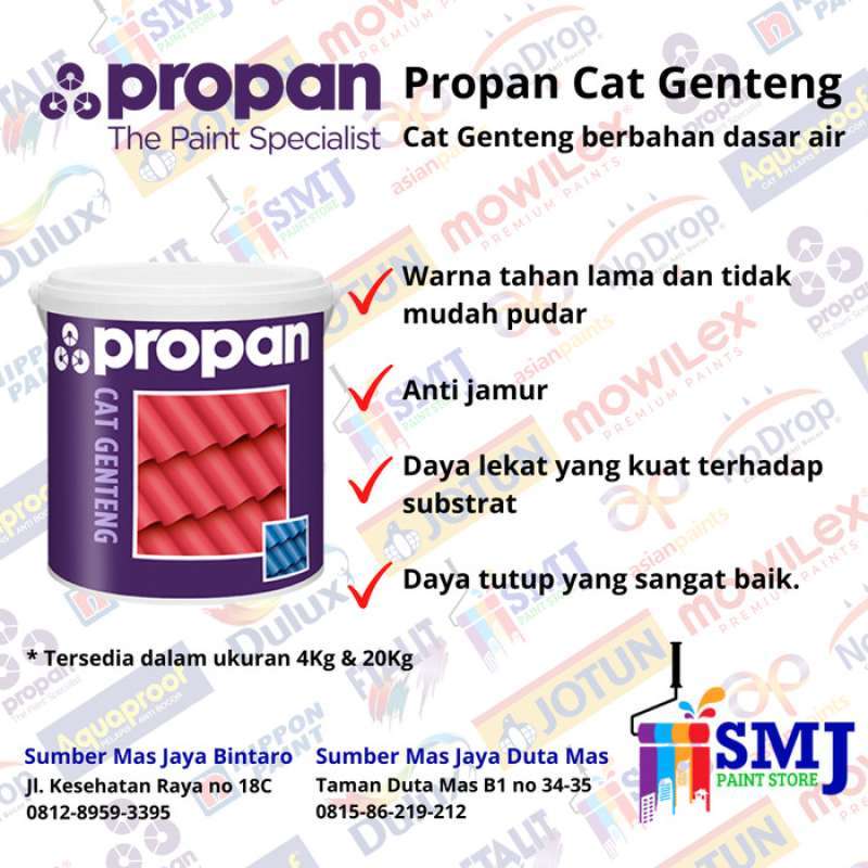 Promo PROPAN CAT GENTENG, Atap, Roof Tile Waterbased warna Tinting 4 kg ...
